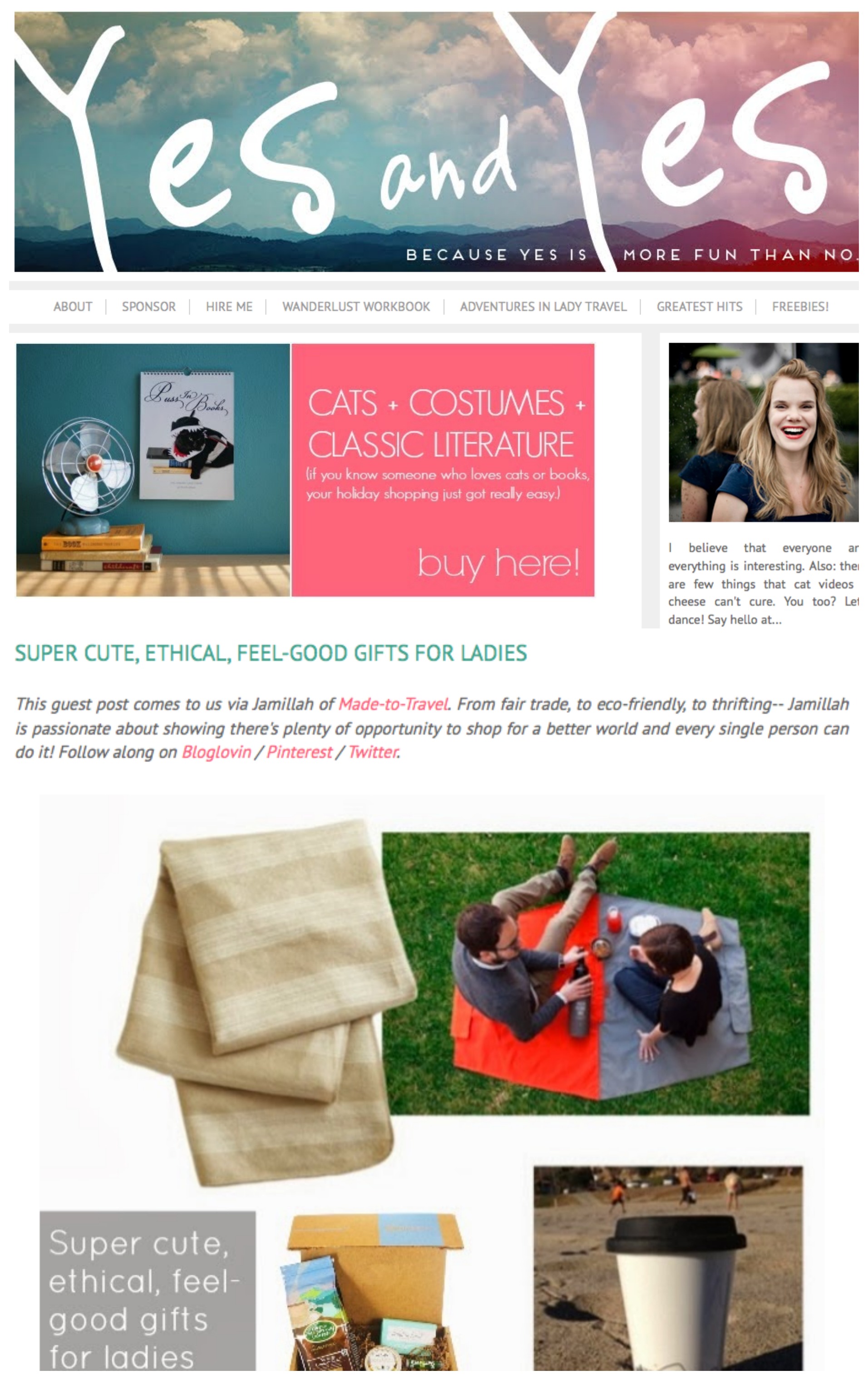 I'm On Yes and Yes! with Ethical Gifts for Ladies - Made-To-Travel.com